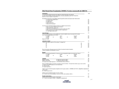 Mini Mental State Examination (MMSE) - Télécharger l'outil gratuit ...